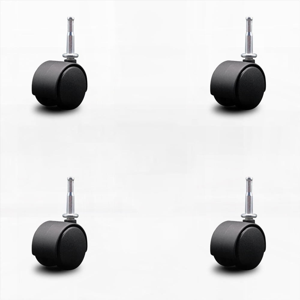 2 Inch Office Chair Casters – Nylon Hooded Twin Wheel – 5/16 Inch Grip ...