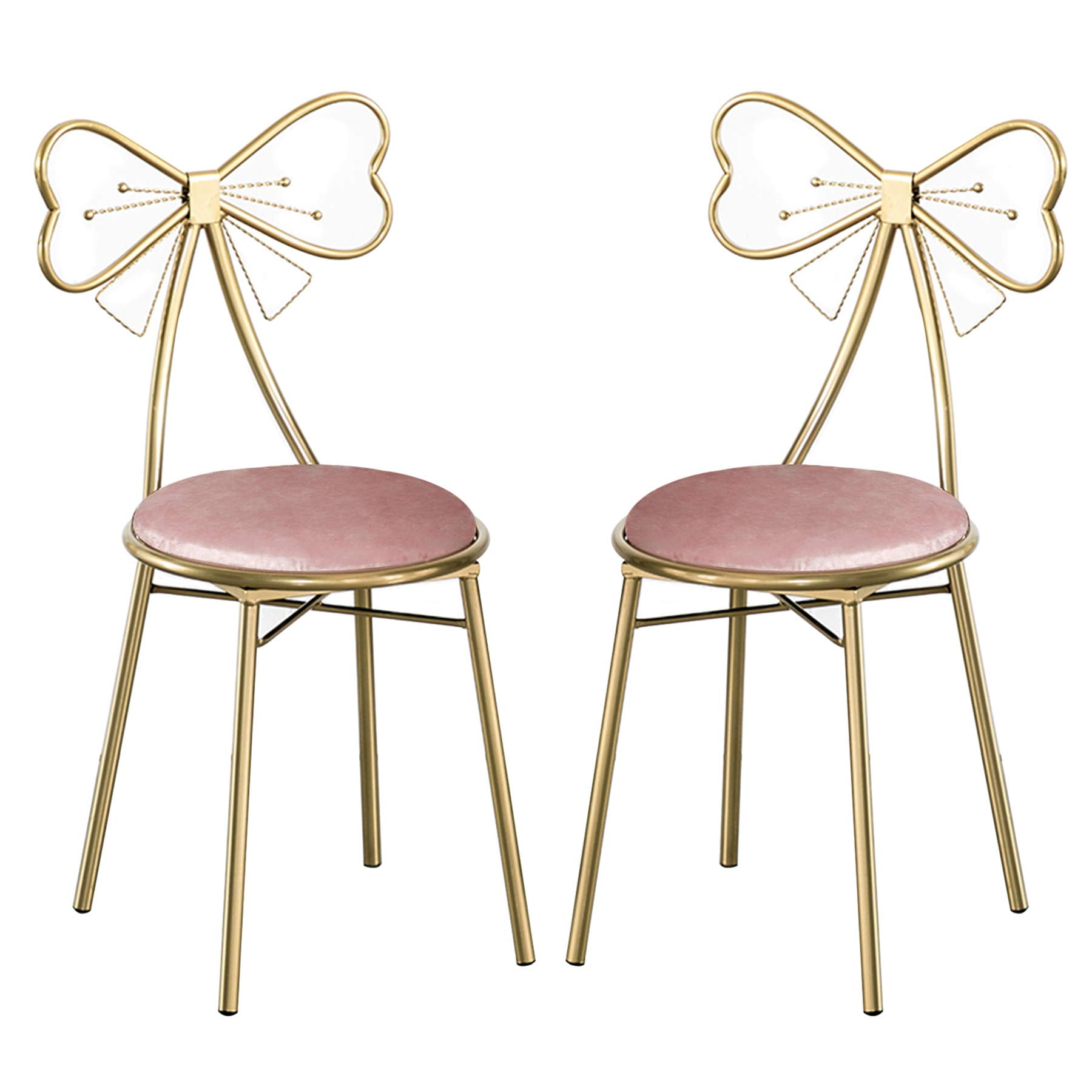 2 Pack Vanity Chair Dressing Table Stool ,Velvet Cushion + Metal Frame ...