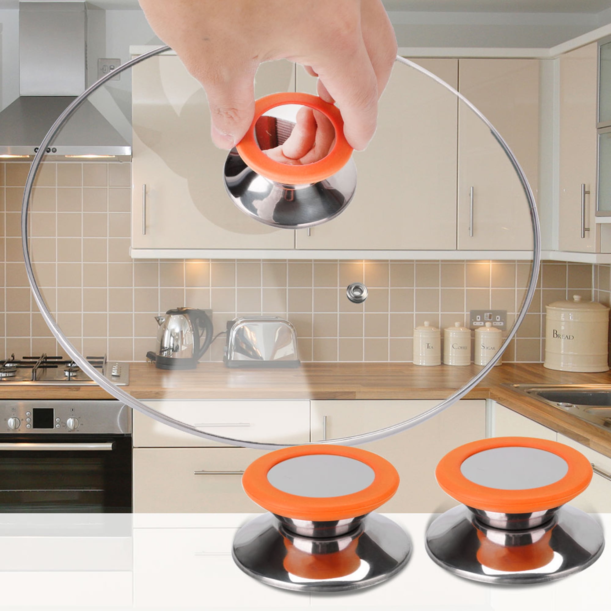Pot Lid Knob Handle Silicone and Stainless Steel Knobs Cookware ...