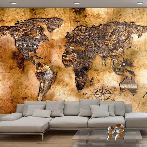 Tiptophomedecor World Map Wallpaper Wall Mural - Map On Old Paper 01 ...