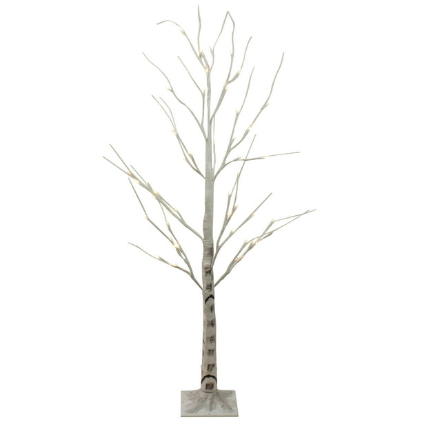 4' LED Lighted White Birch Tree Outdoor Decoration - White Lights ...