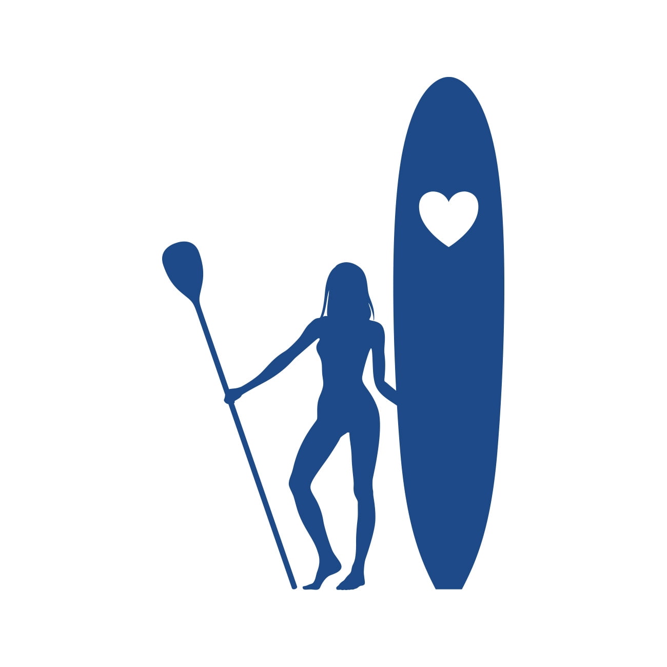 Girl Paddle Boarding Heart Sticker Decal Die Cut - Self Adhesive Vinyl ...