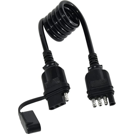 Compuye 4 Way Flat Trailer Extension Coiled Cable 3 Feet 4 Pin Male and ...