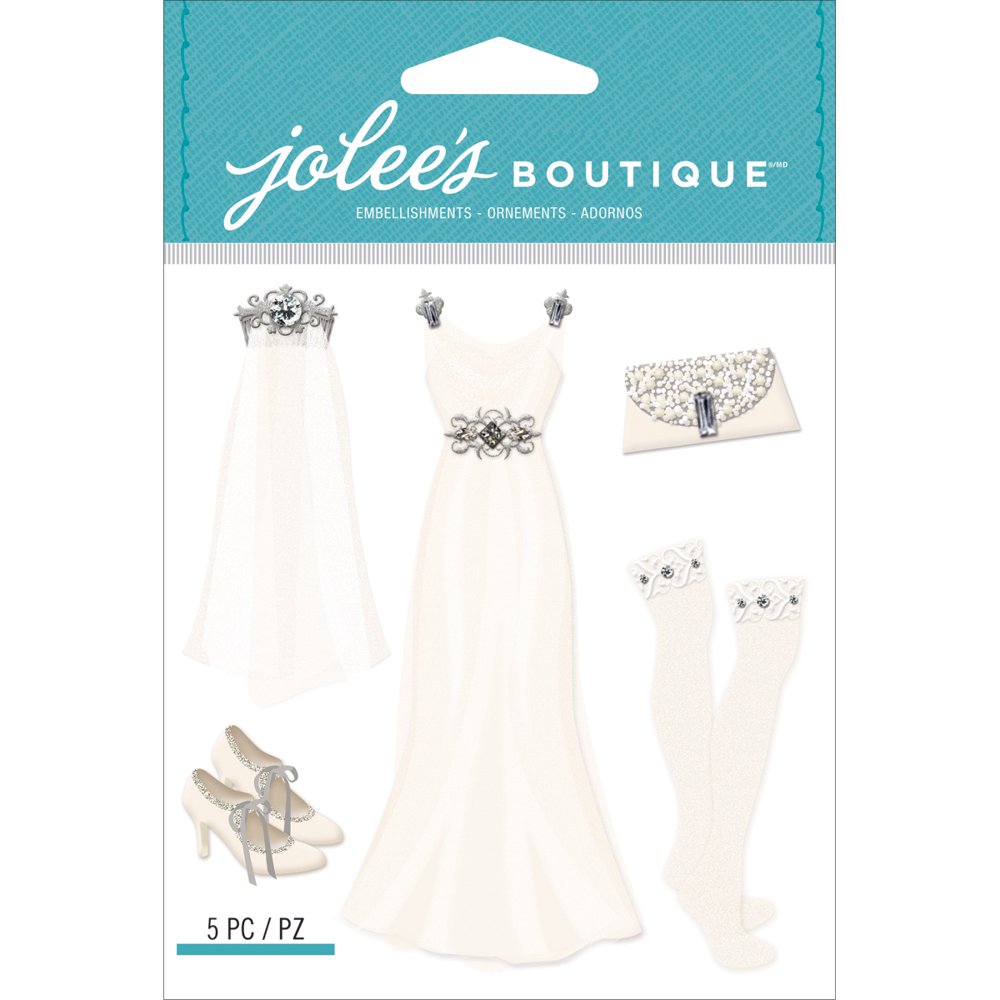 Jolee's Boutique 3D Wedding Dress Stickers, 5 Piece - Walmart.com ...