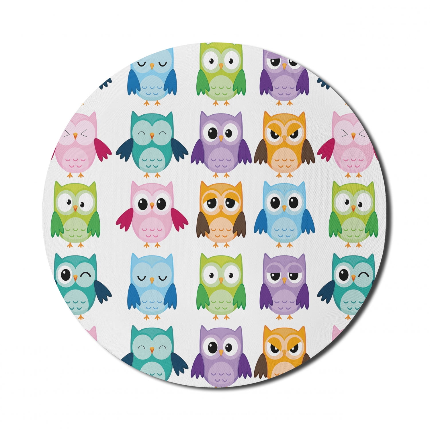 Cartoon Mouse Pad for Computers, Colorful Pattern Friendly Owl Birds ...