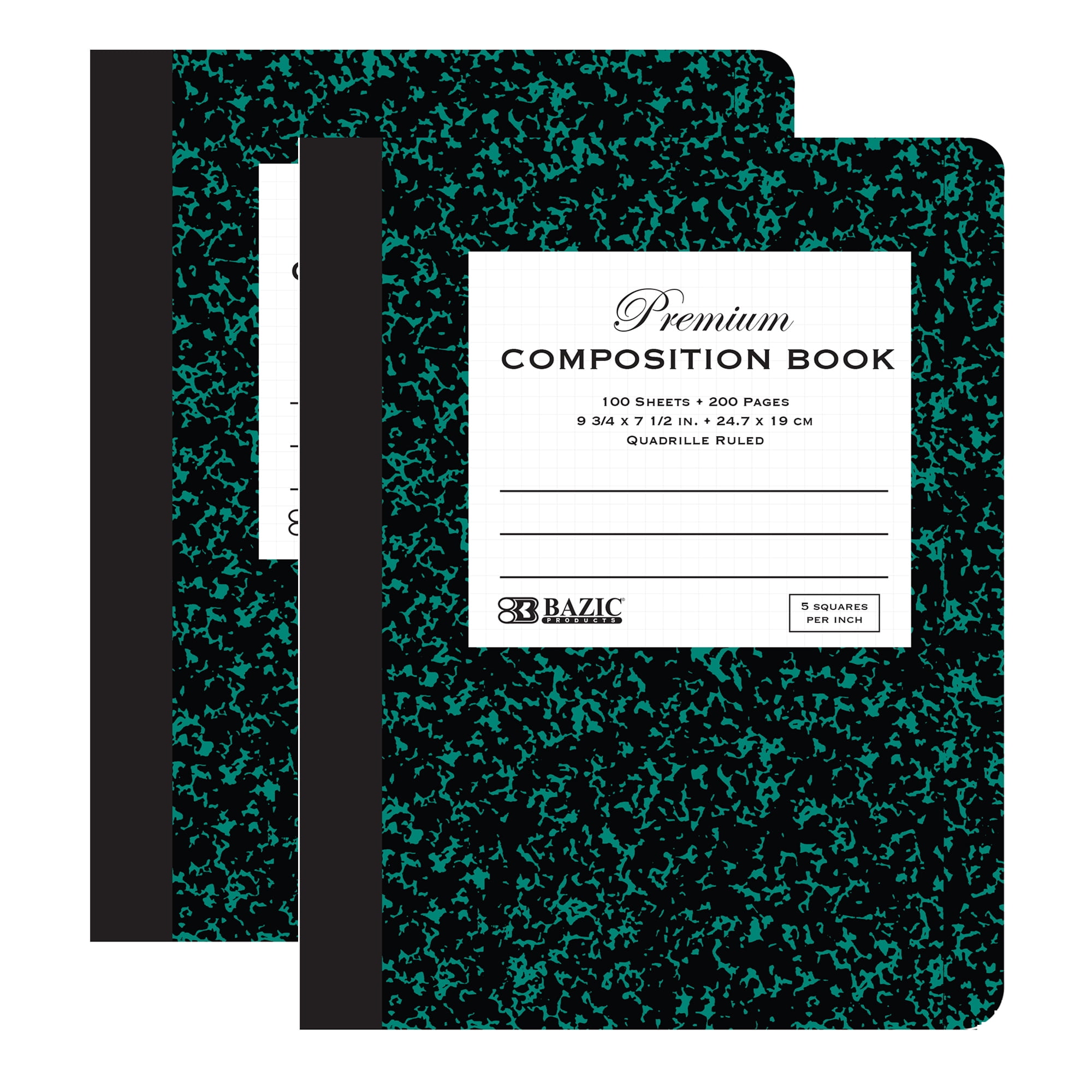 BAZIC Composition Book Marble 1/5 Quad-Ruled 100 Sheet Notebook, Graph ...
