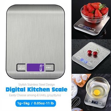 Food Kitchen Scale, Weight Grams and Oz, LED Backlit Display, Stainless ...