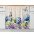 Blue Purple Hydrangea Cabinet Curtains 28" W x 35" L Summer Floral ...