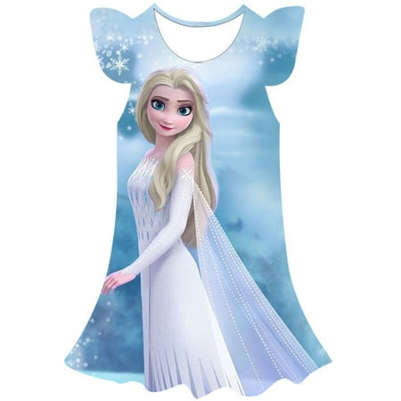 Disney Frozen Elsa Princesse Robe 3D Imprimer Filles Robe D'été Frozen ...