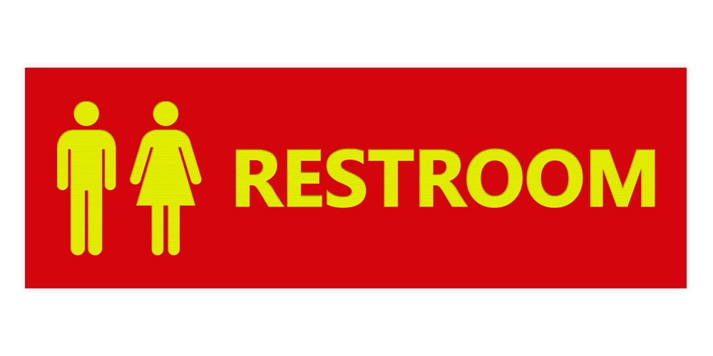 Basic Unisex Restroom Sign (Red/Yellow) - Large - Walmart.com