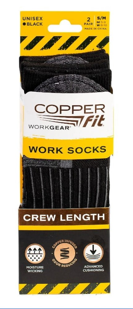 Copper Fit Work Gear Work Socks, Crew Length with Advanced Cushioning ...