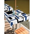 Abstract Lines Art Square Outdoor Tablecloth with Umbrella Hole Black ...