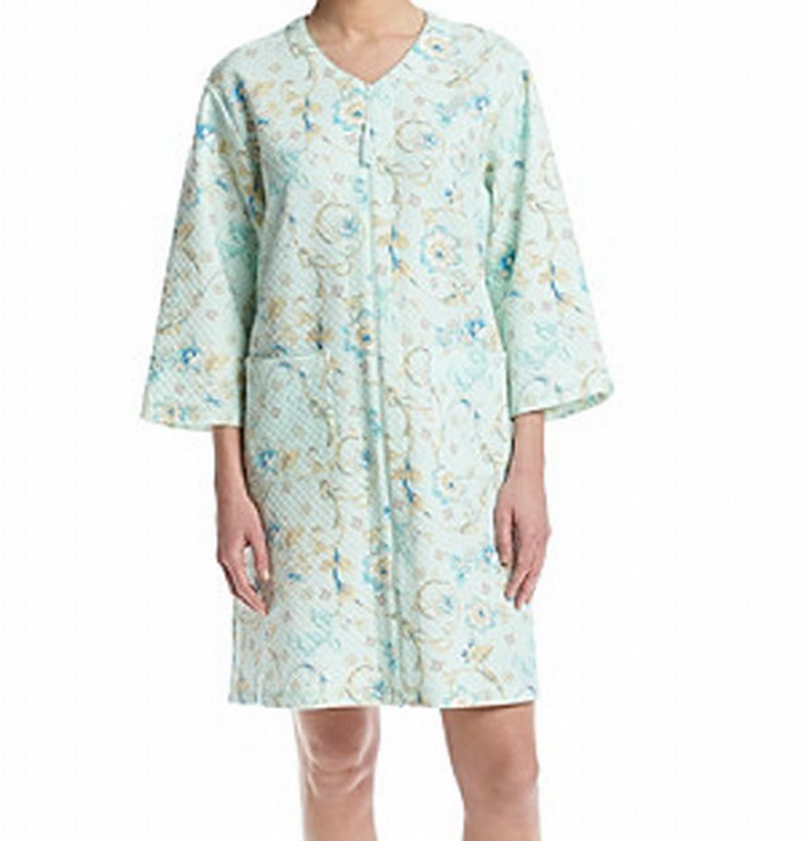 Miss Elaine Miss Elaine New Blue Womens Size Medium M Zipper Floral