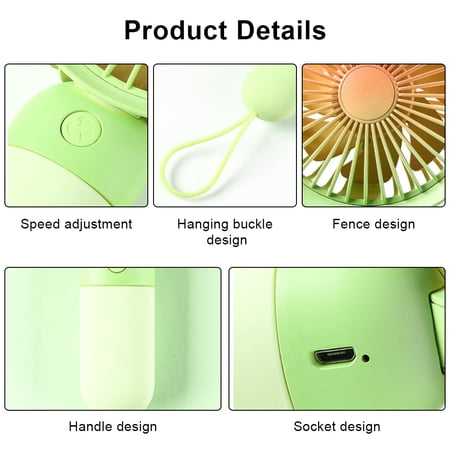 Handheld Portable Fan Adjustable USB Personal Air Cooler Button 4 modes ...