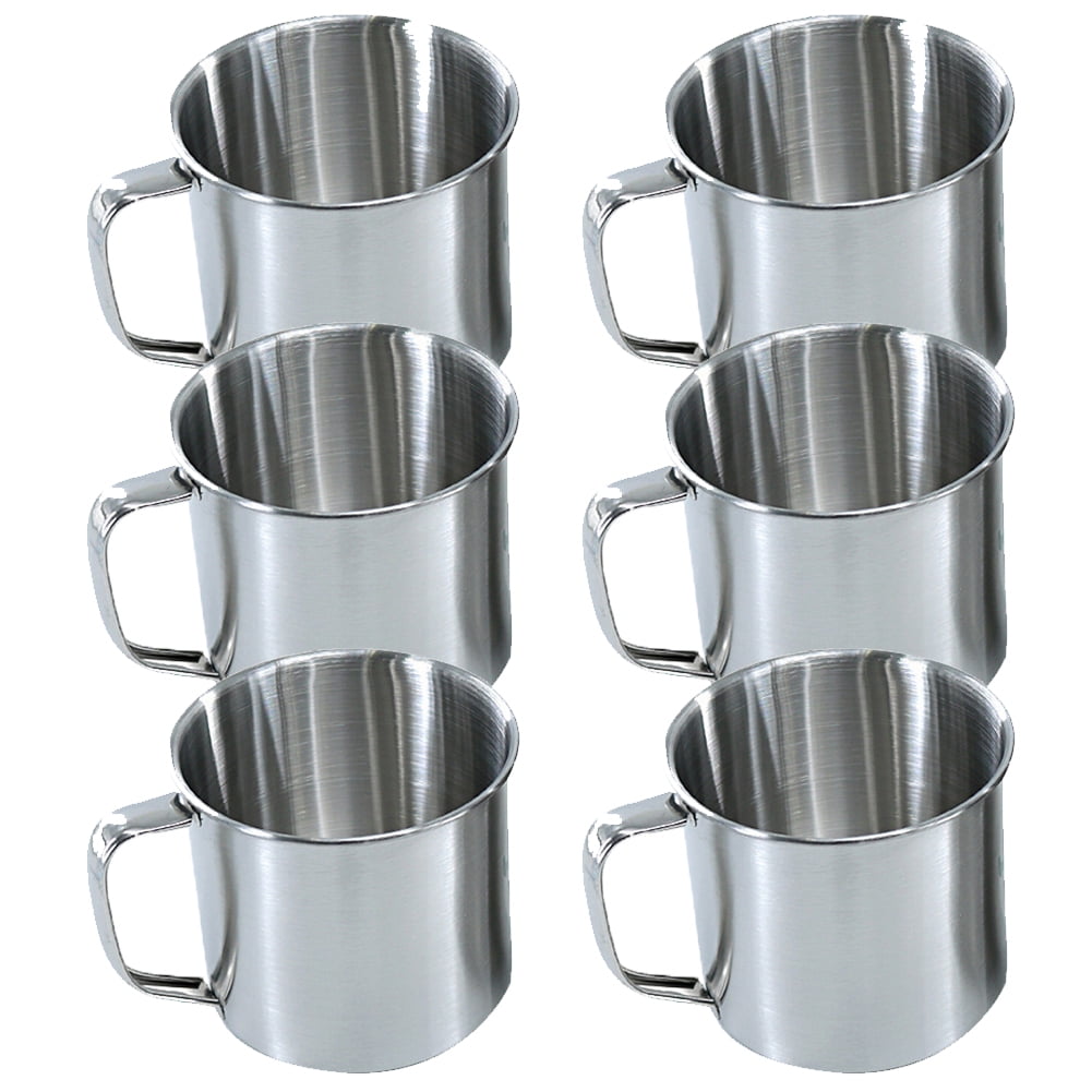 Leaveforme Stainless Steel Coffee Cup with Handle 6 Pcs Camping Cup 2 ...