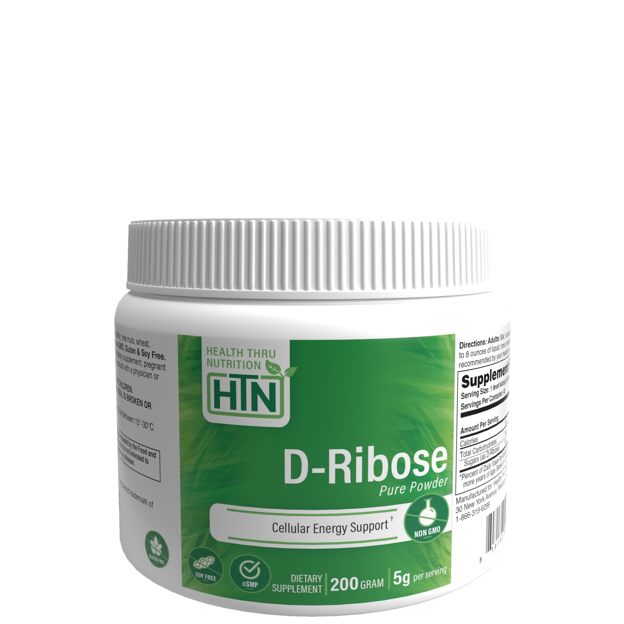 D-Ribose - Pure Powder - 200g Jar (5g per serving) by Health Thru ...