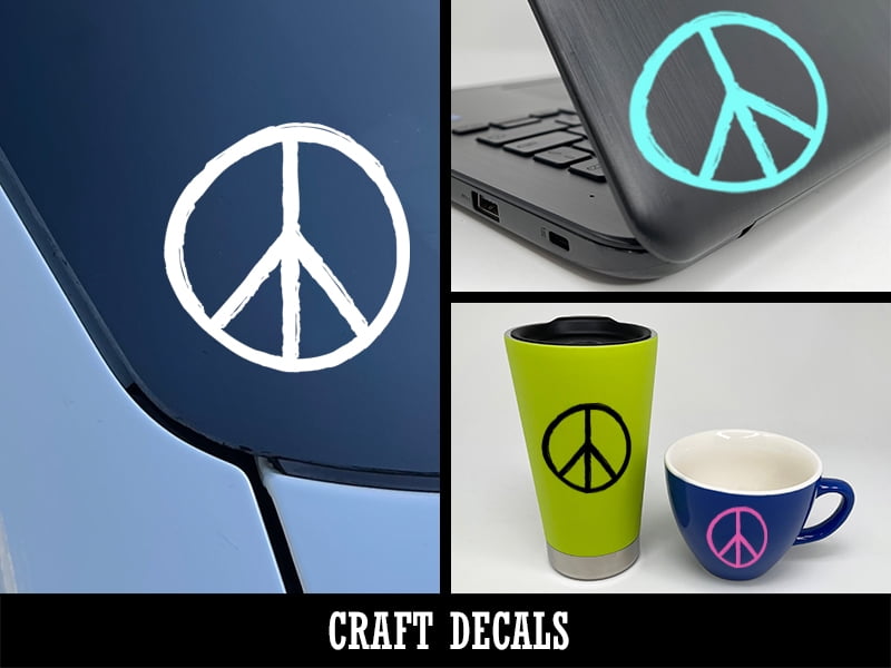 Peace Sign Sketch Craft Vinyl Indoor Outdoor Decal Sticker - Black - 5 ...