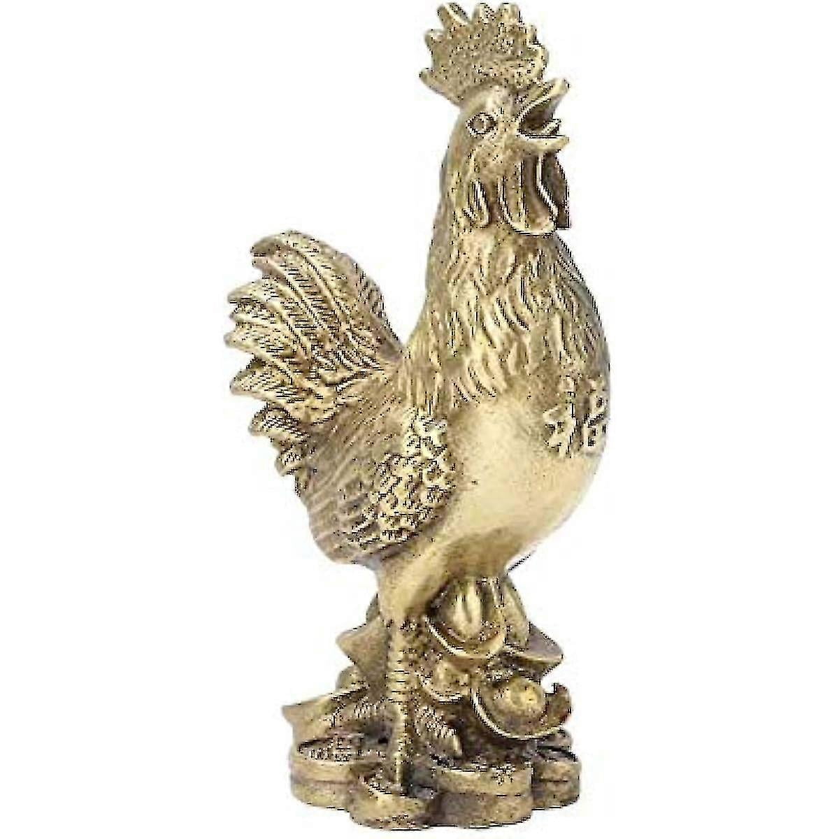 Rooster Figurine Pure Brass Good Luck Chicken Statue Feng Shui Ornament ...