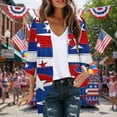 250th Anniversary USA Flag Cardigan for Women Loose Fit 4th of July ...