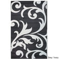 Super Area Rugs, Metro Stain-Resistant Grey & Ivory Damask Rug, 8' x 10 ...