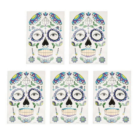Skeleton Face , Clear Pattern 5 Sheets Skull Face Stickers Safe Eco ...