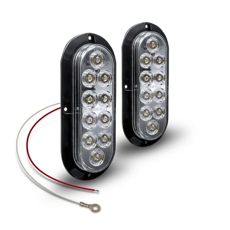 2pc 6 inch White Oval LED Reverse Trailer Tail Light Kit DOT FMVSS 108 ...
