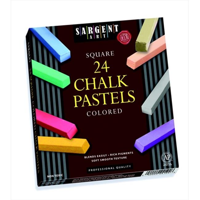 SARGENT ART 072726 Non-Toxic Square Chalk Pastel Set In Tray, Set 24 ...