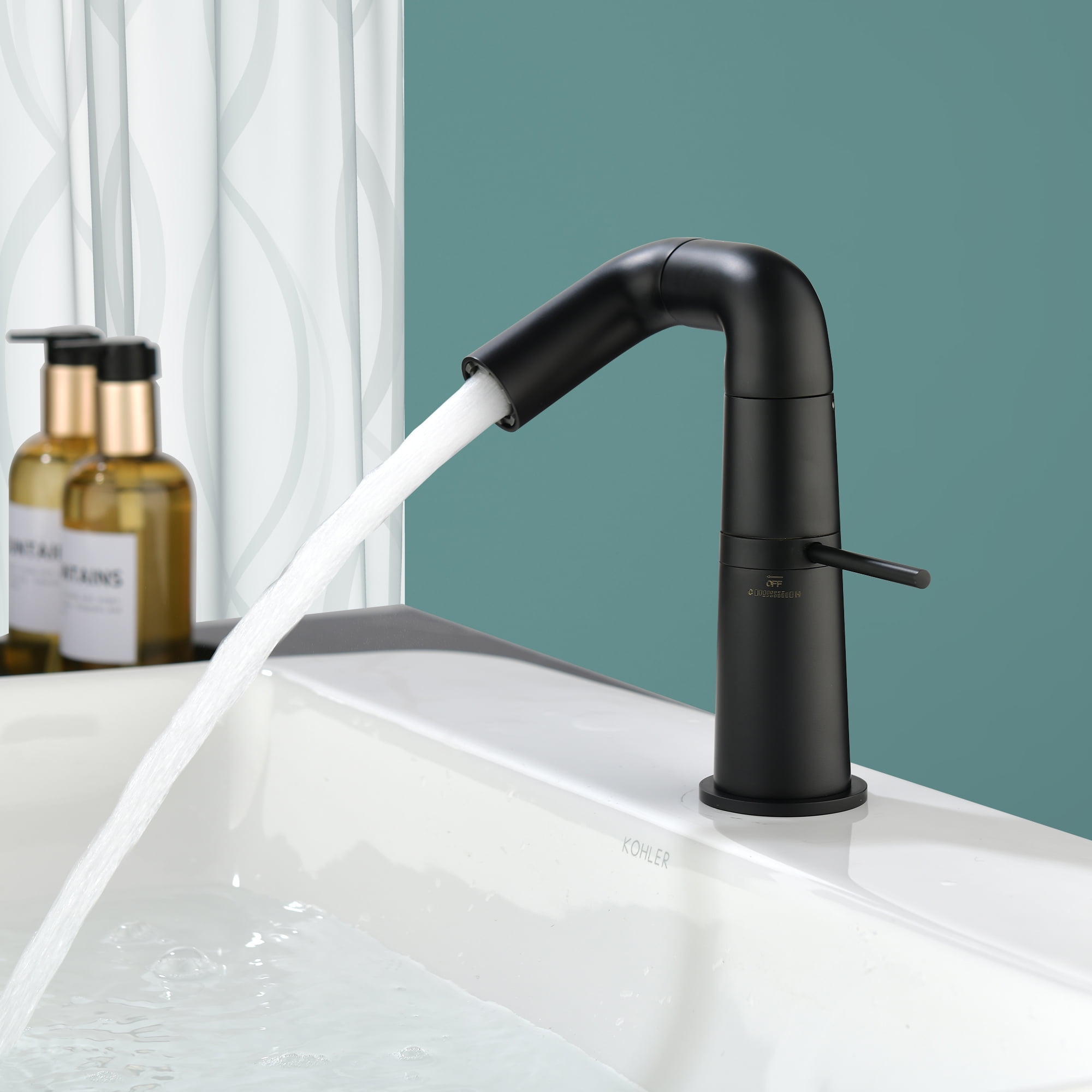 6.5"Single-Handle Square bathroom faucet, Fit 1 holes Deck-Mounted ...