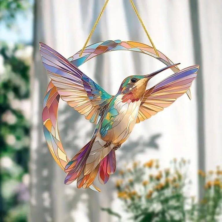 Stained Glass Hummingbird Suncatcher