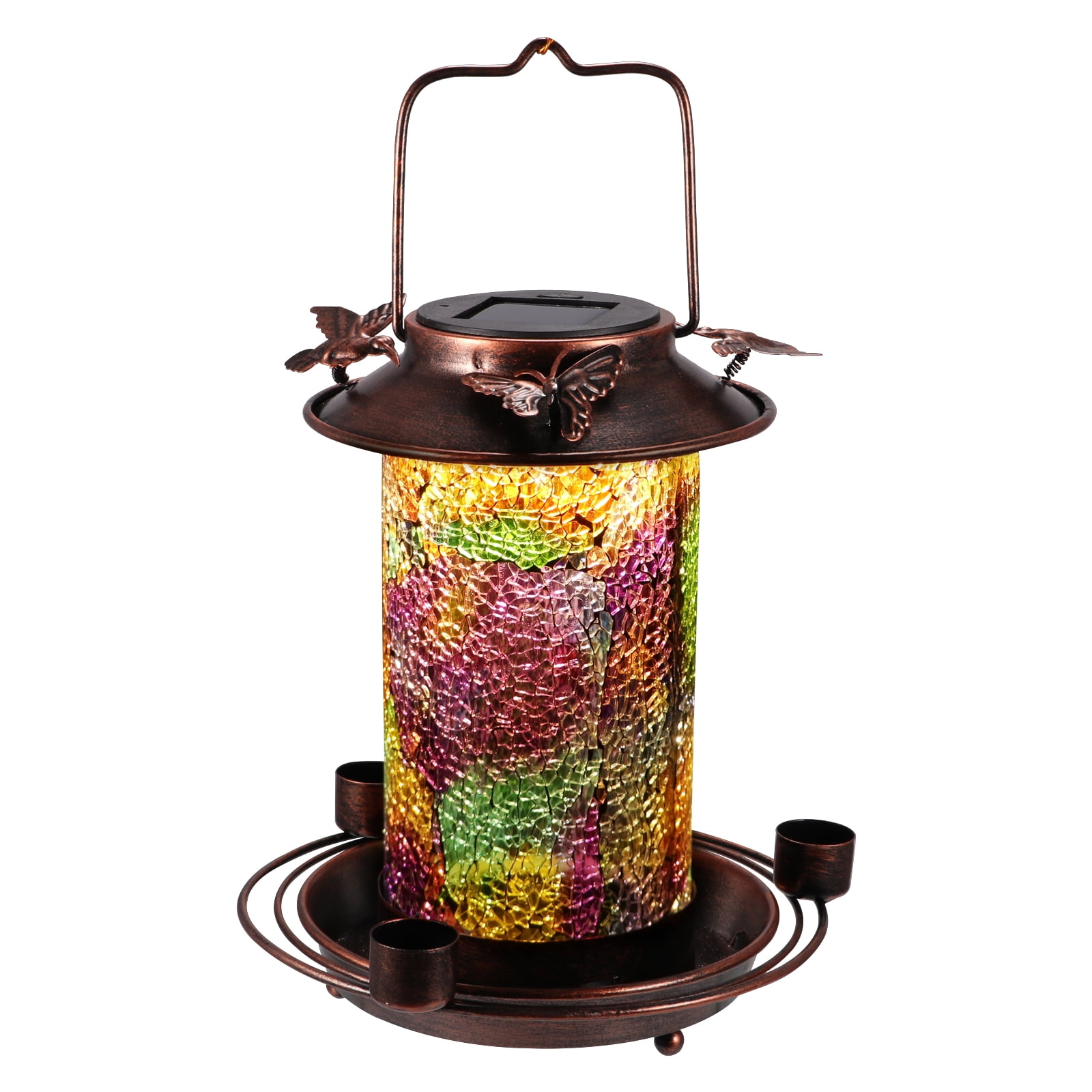 Vingtank Solar Powered Bird Feeder Retro Bird Feeder with Colorful LED ...