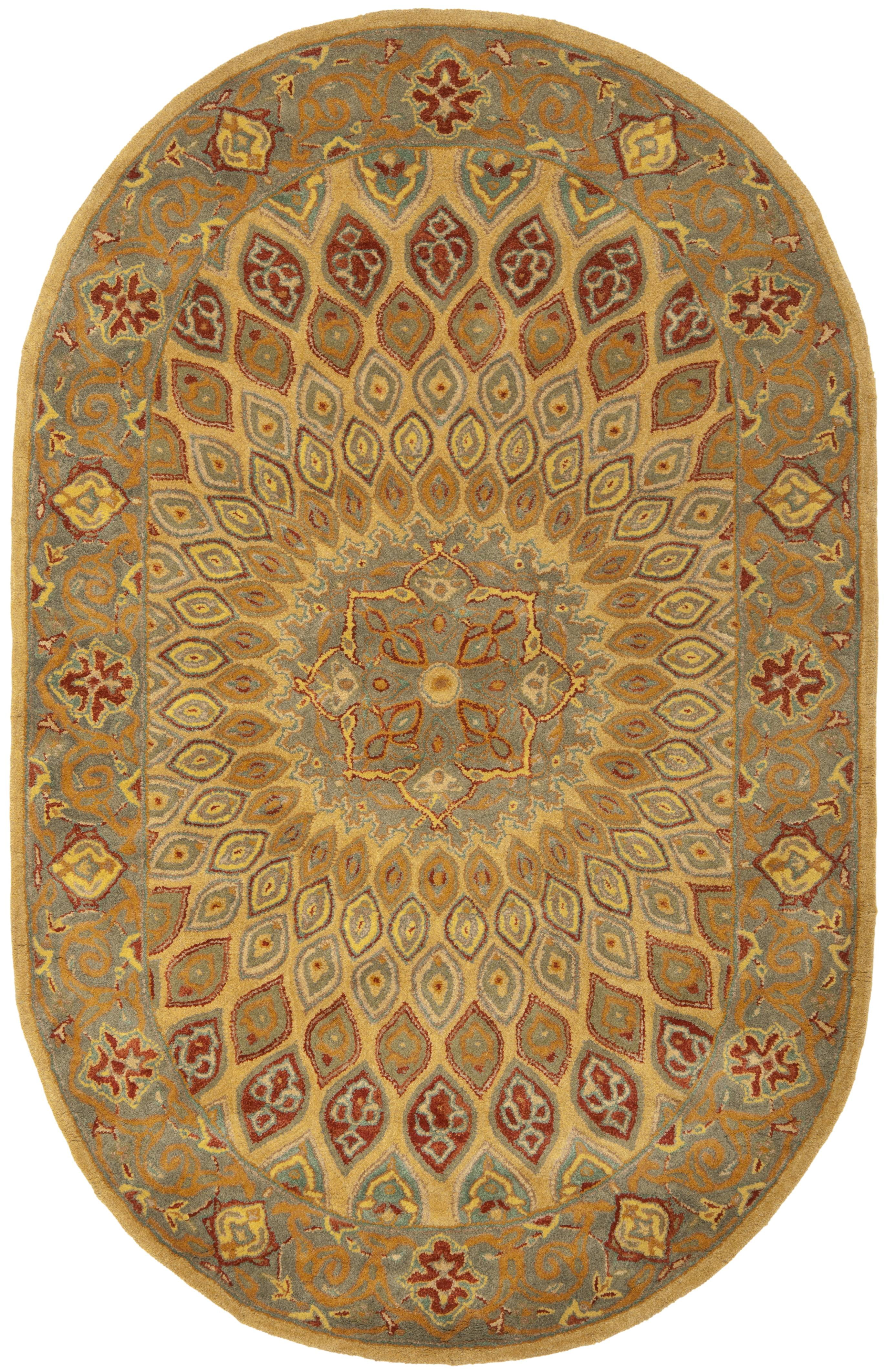 SAFAVIEH Heritage Shevon Traditional Wool Area Rug, Light Brown/Grey, 4 ...