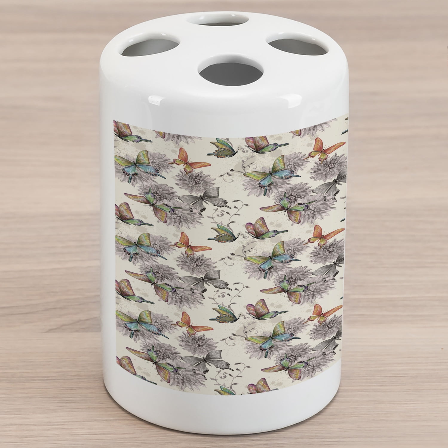 Butterfly Ceramic Toothbrush Holder, Flying Animals Hand Drawn ...