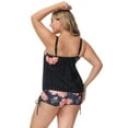 Hanna Nikole Womens Plus Size Striped Printed Strappy Tankini