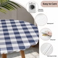Fitted Tablecloth for Round Table, Navy Blue and White Grid Table Cover ...