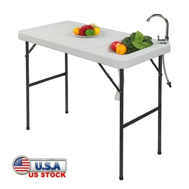 Gymax Portable Fishing Station: Outdoor Camping Fillet Table with ...