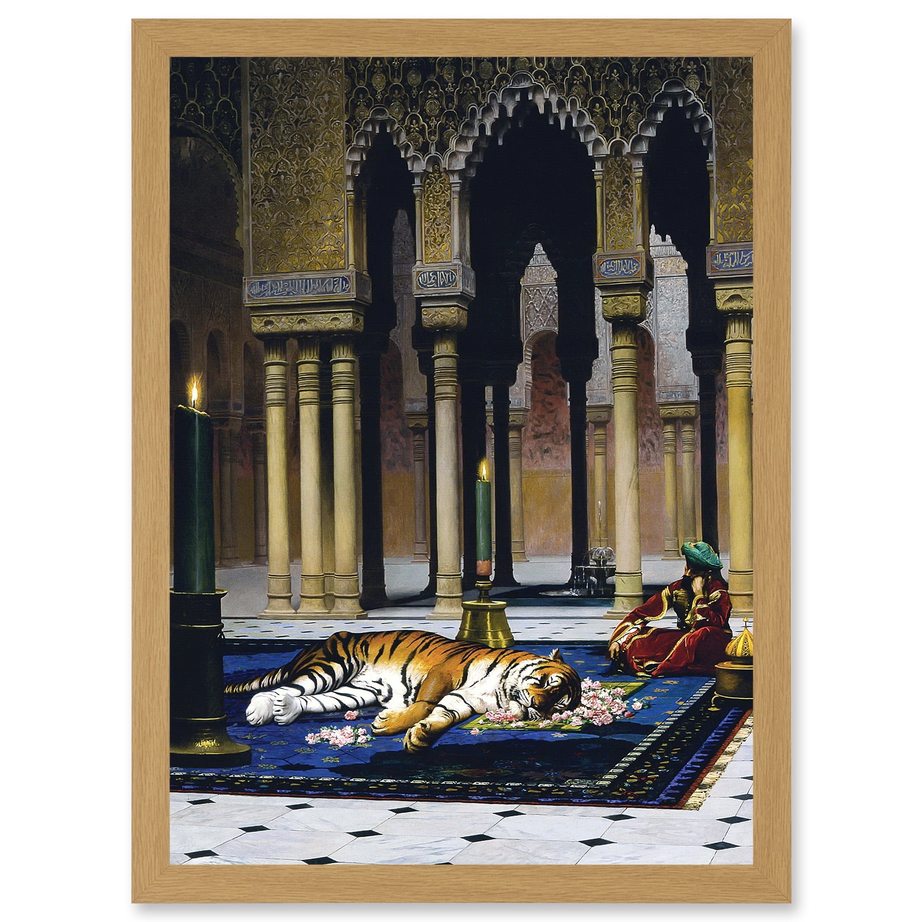 Gerome Grief Of The Pasha Mourning Tiger Painting Artwork Framed Wall ...