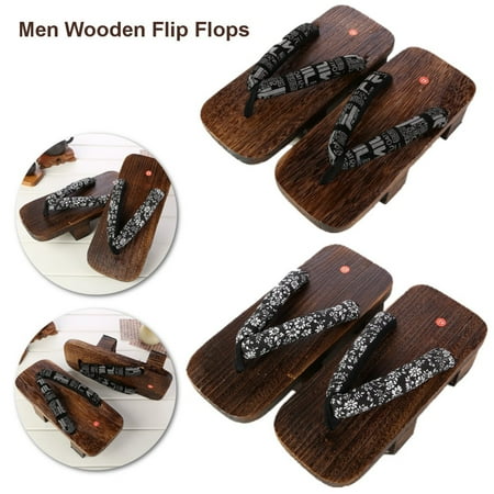 Men's Japanese Traditional Geta Sandals Wide Sole Two-Teeth High Heel ...