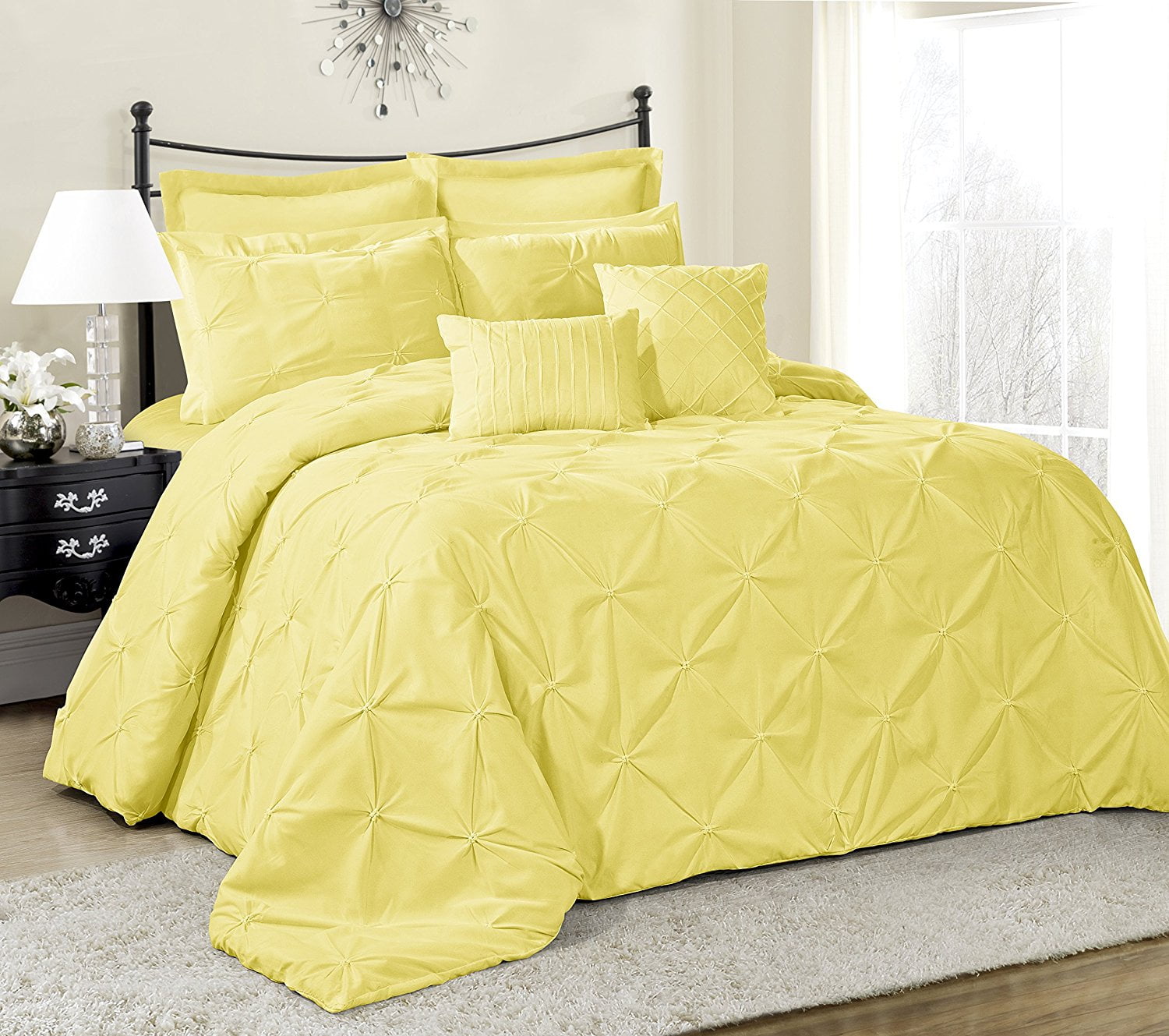 Unique Home 8 Piece Lucilla Small Elastic Embroidery Clearence Solid ...