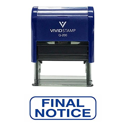 Vivid Stamp Final Notice Office Self-Inking Office Rubber Stamp (Blue ...