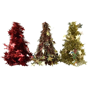 Lighted Ribbed Glass Tabletop Trees - Red - Walmart.com