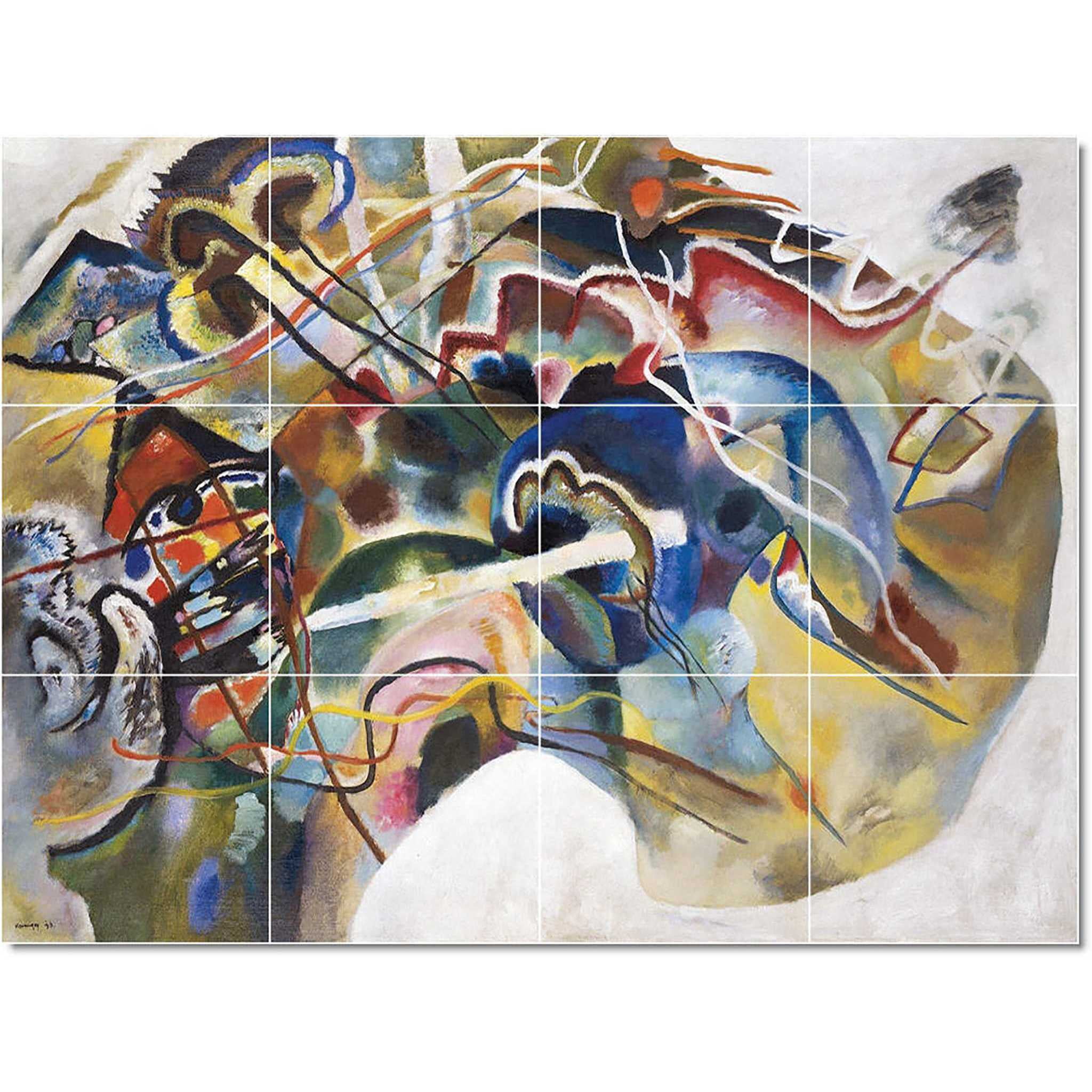 Ceramic Tile Mural-Wassily Kandinsky Abstract Painting 55. 48" w x 36 ...