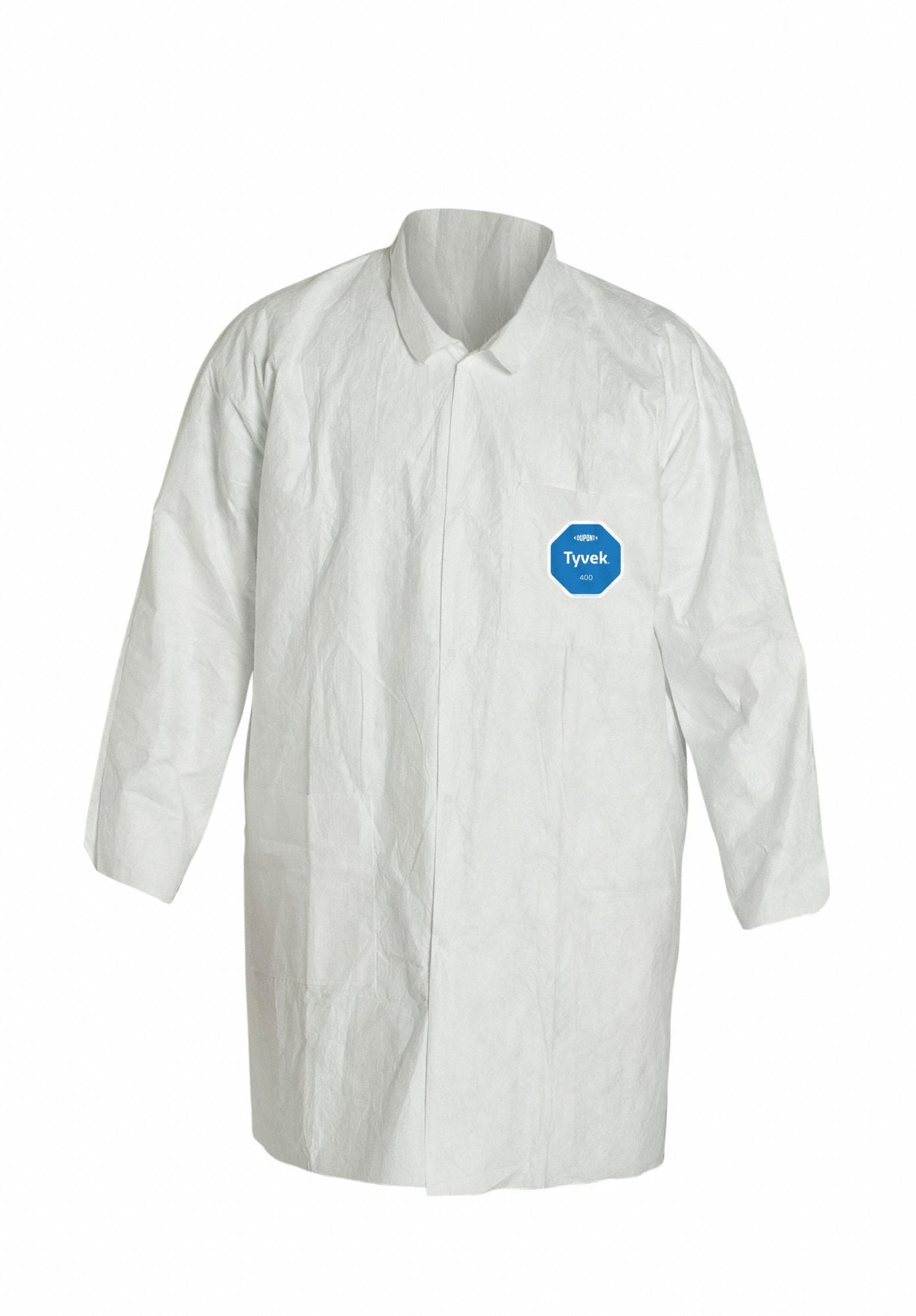 Dupont Lab Coat,White,Snaps,2XL,PK8 TY212SWH2X0008G1 - Walmart.com