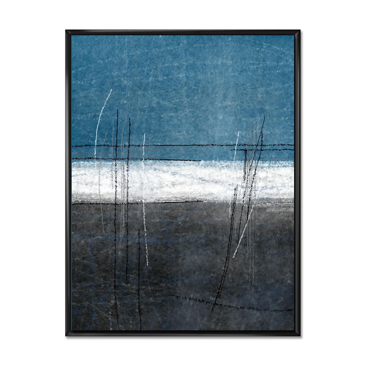 Click here for Designart Teal Meets Grey Abstract Art Float Frame... prices