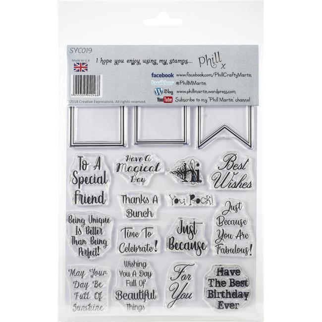 Sentimentally Yours By Phill Martin Clear Stamp Set-Labels & Sentiments ...