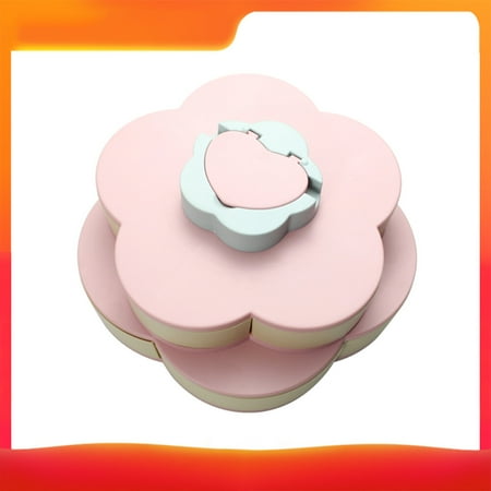 Labymos Double Layer Snack Box Candy Plates Petal-Shape Rotating Snack ...