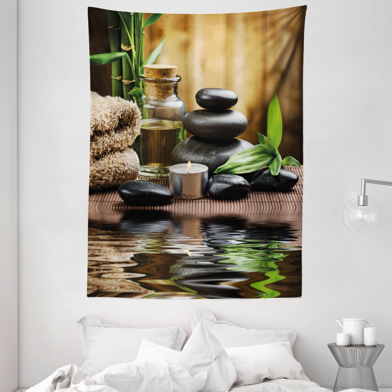 Spa Tapestry, Asian Zen Massage Stone Triplets with Herbal Oil and ...