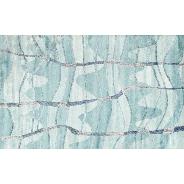 Ahgly Company Indoor Rectangle Contemporary Pale Blue Abstract Area ...