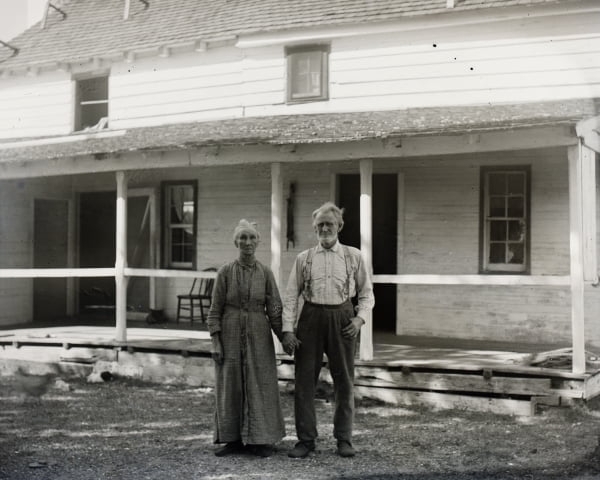 Print: Captain Tate And Wife Standing In Front Of The Kitty Hawk Post ...
