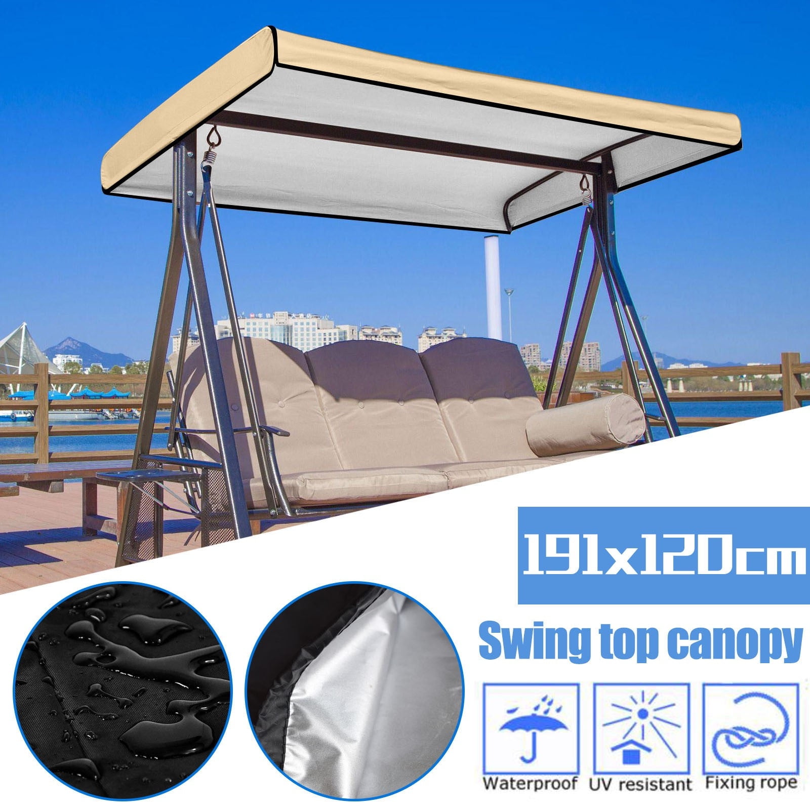FAFWYP Waterproof Swing Canopy Cover 75.2*47.2in Sunproof Swing Top ...