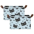 Black Cat Butterfly Pattern Collapsible Storage Bin Open Home Shelf ...